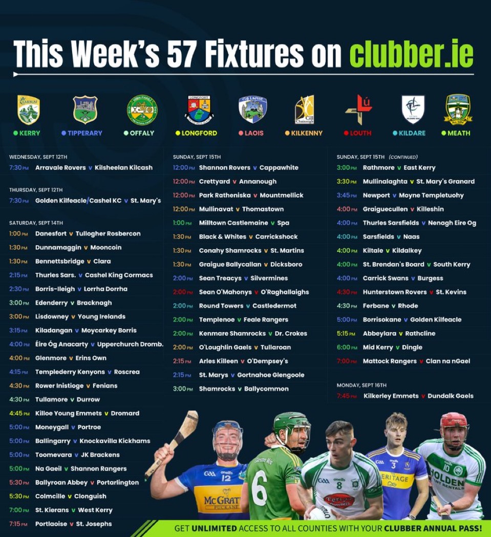 List of live GAA on Clubber, TG4, SKY Sports , GAAGO & RTE